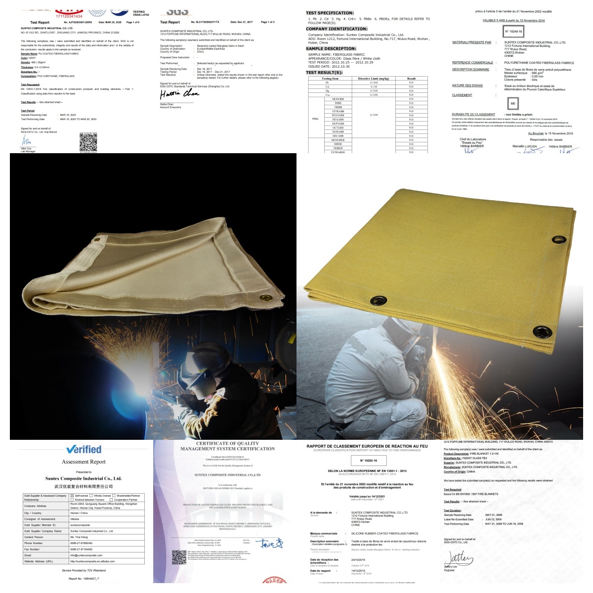 Suntex Fire Resistant Welding Blanket - 100% Fiberglass 550°C Heat ...
