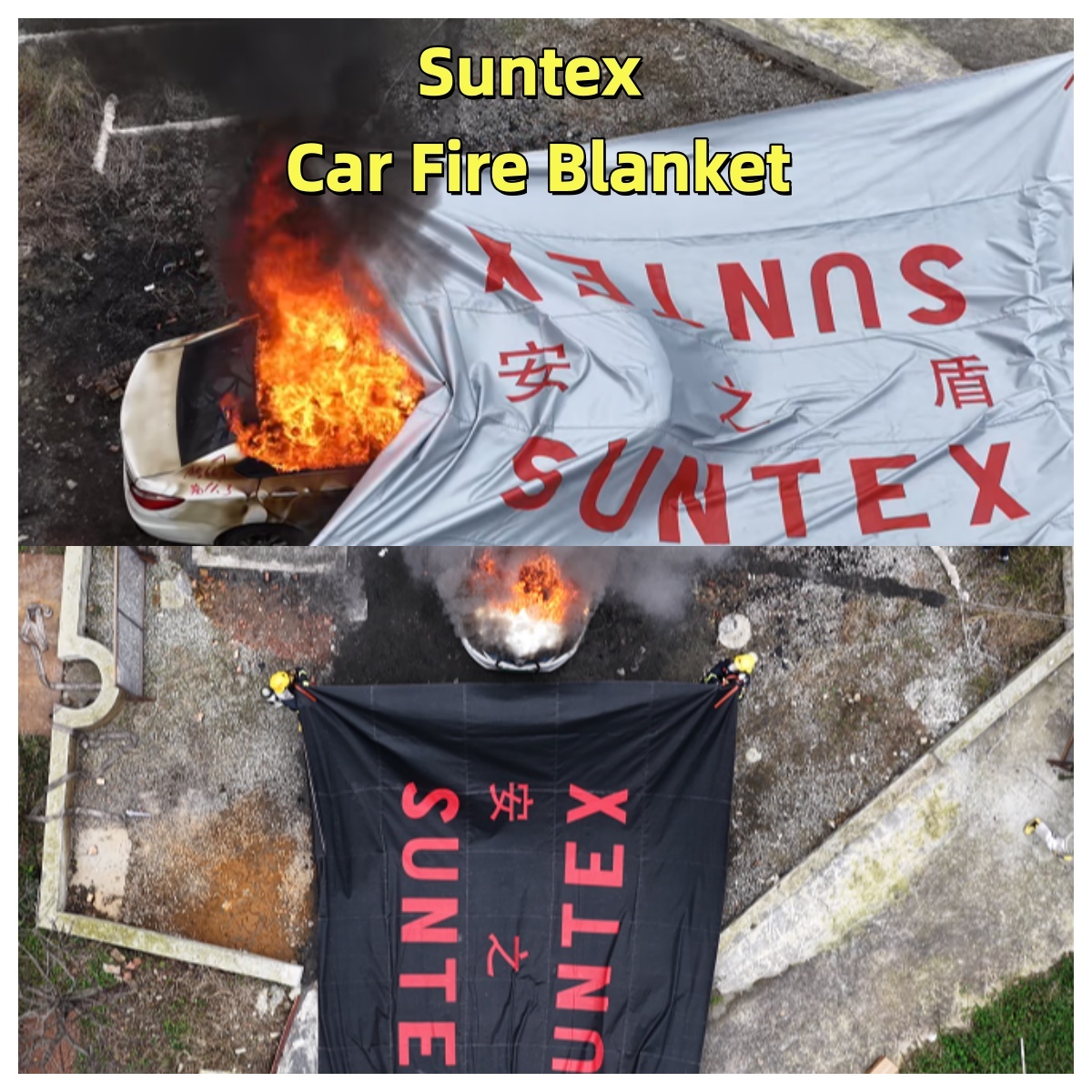 Suntex EV Car Fire Blanket with 60-Minute Coverage Explosion Mitigation ...